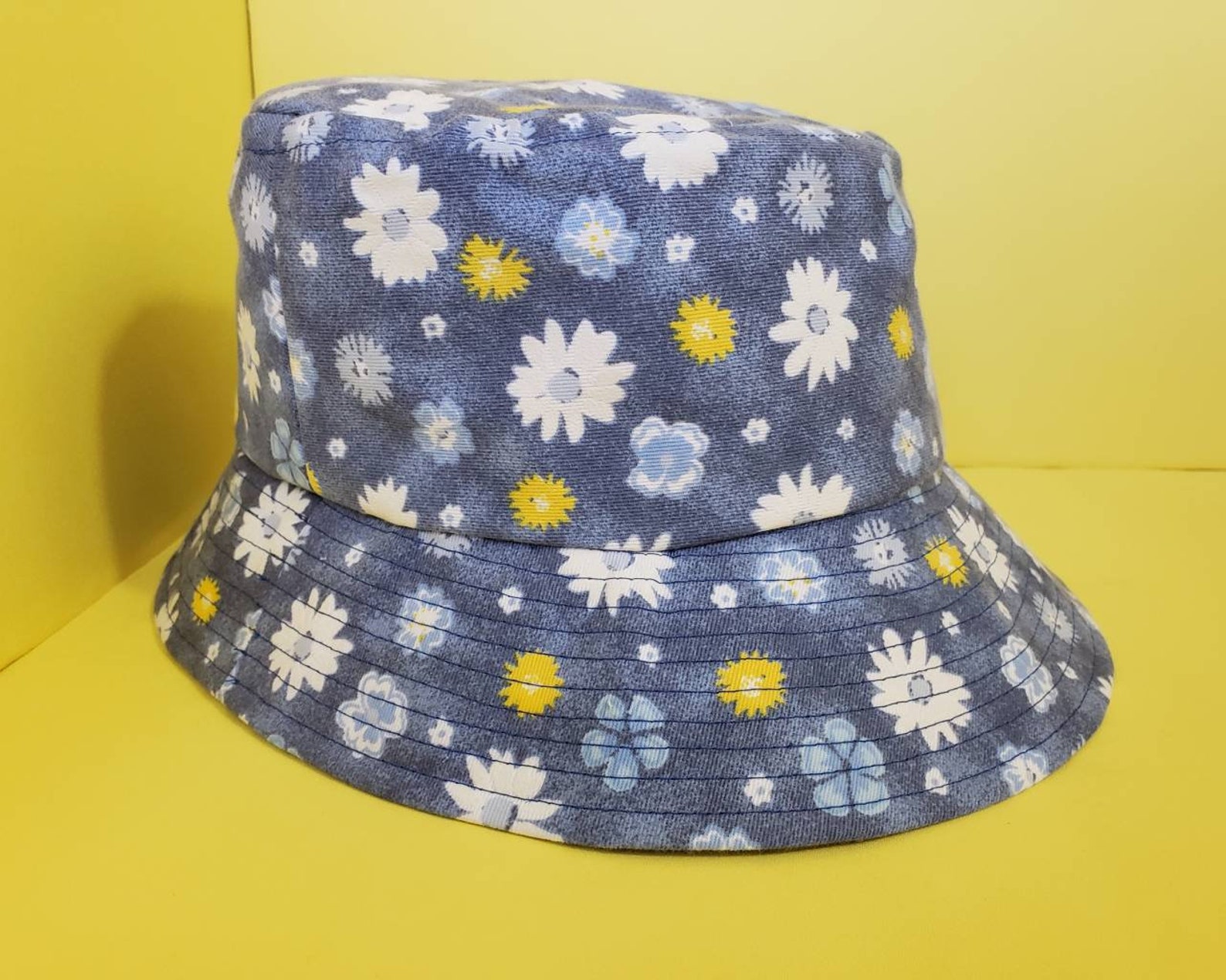 Floral Bucket Hat / Denim Bucket Hat / 90's Fashion / Gifts for Her - Etsy