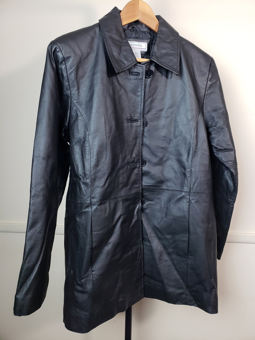 Passports Women's Black Leather Jacket Size Small - Quilted Lining ...