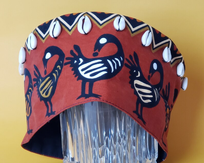 Adinkra Fabric Kufi Hat With Cowry Shell Embellishments - Etsy