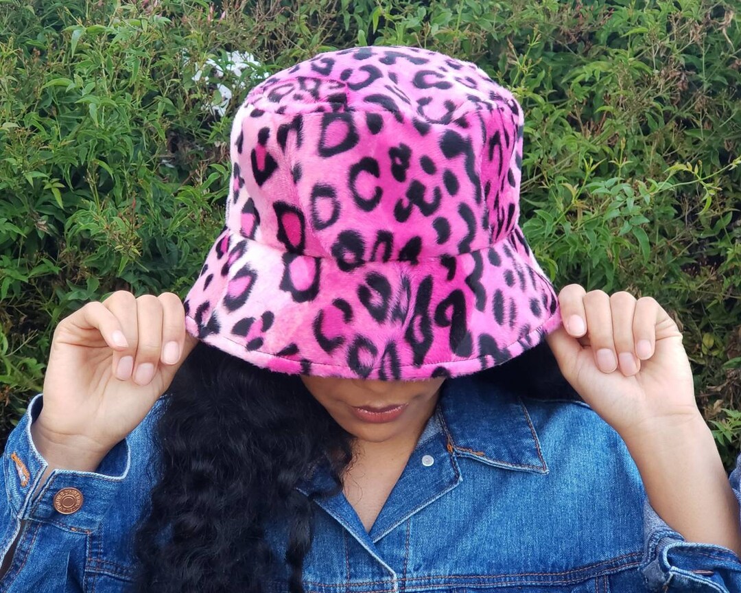 Pink Leopard Faux Fur Bucket Hat - Handmade Hat - Etsy