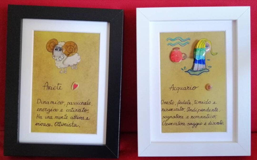 The Zodiac Signs. Made in Italy. Picture of Stones and Shells. the 12 ...