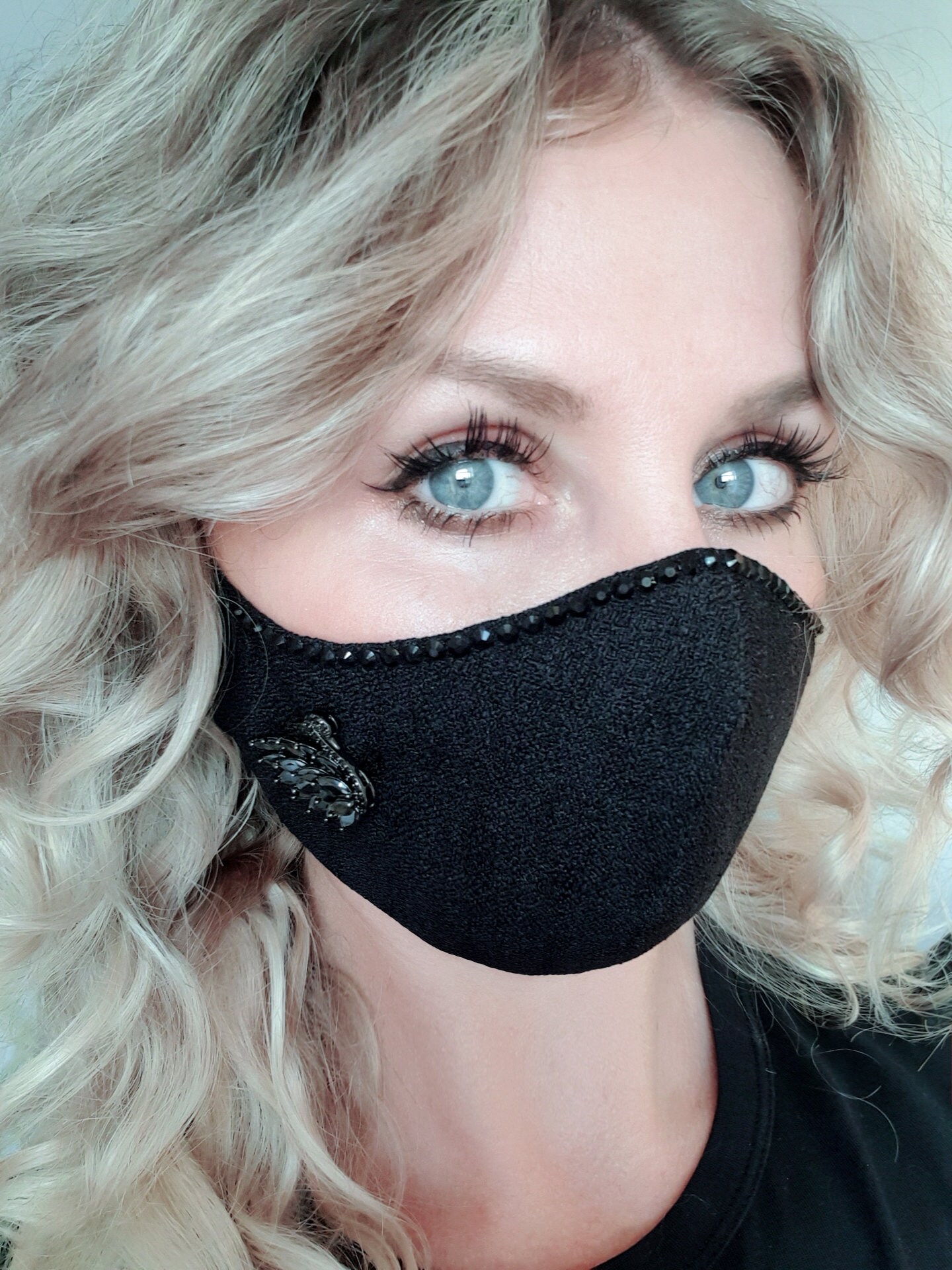 Fancy Face Mask Black Swan Office Mask Swarovski Crystals | Etsy