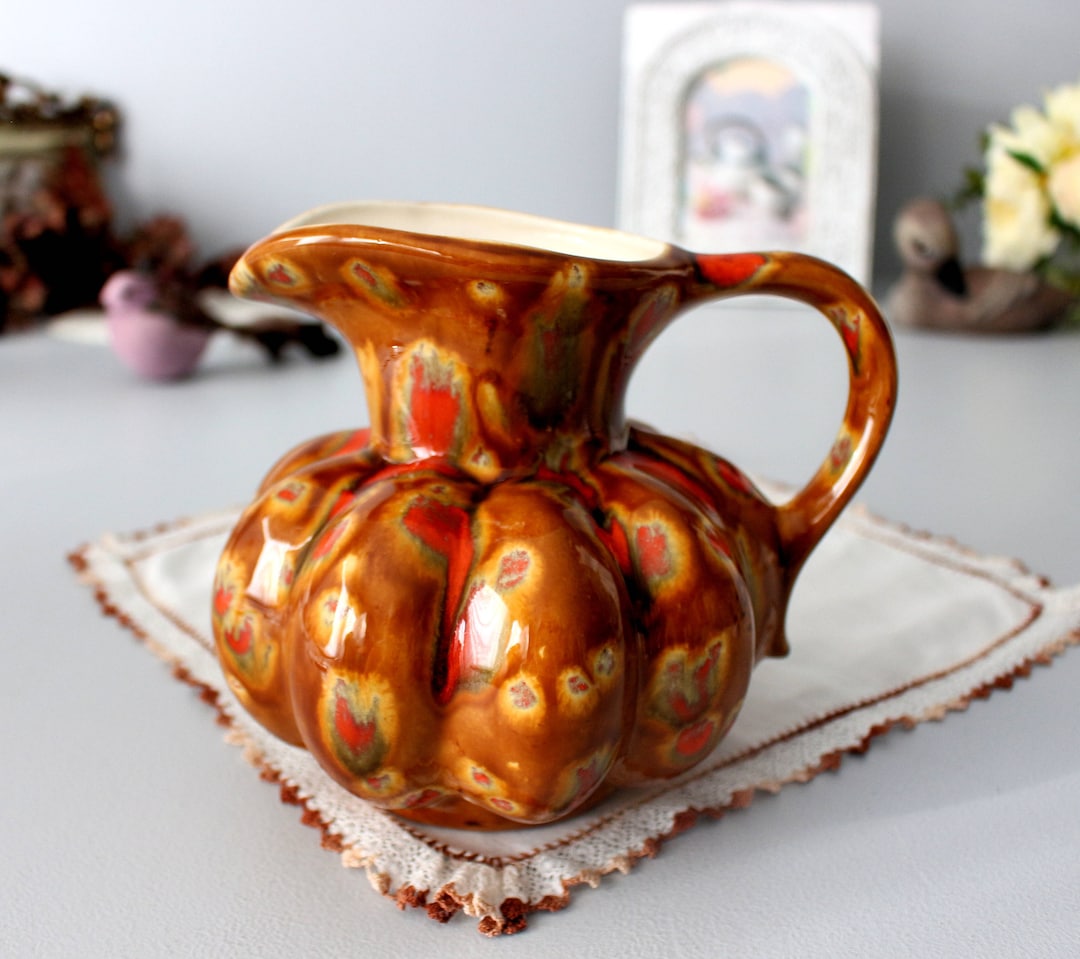 Handmade Glazed Ceramic Pumpkin Jug, Thanksgiving Decor, 1974 Canada - Etsy