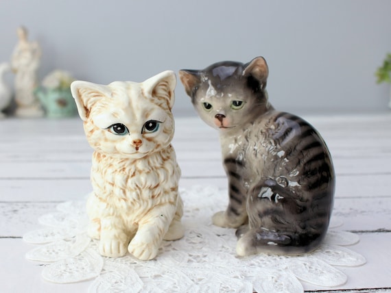 4 Cat Kitten Figurine Ceramic Animal Statue With Milk Bottle Statues ...