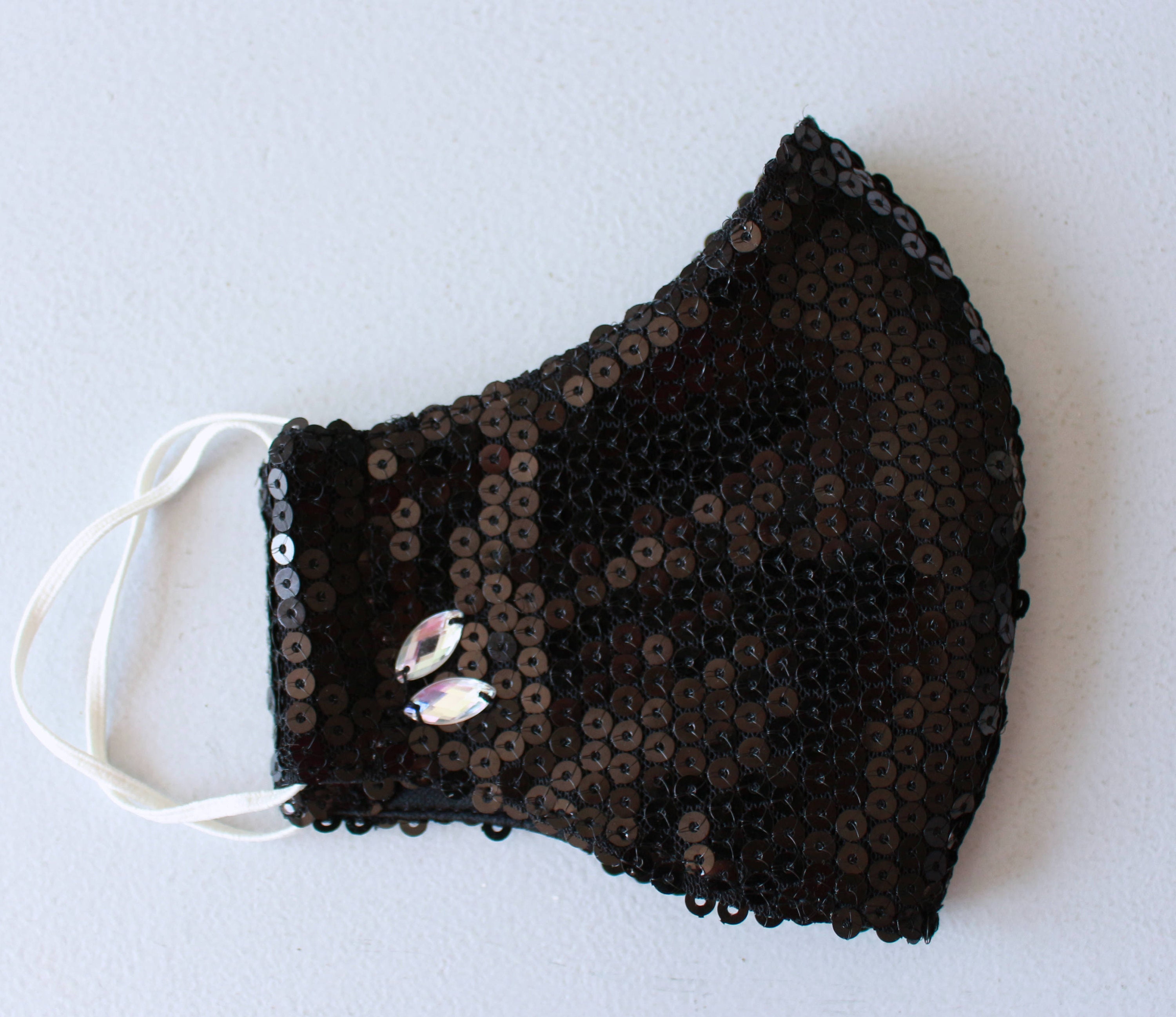 Fancy Face Mask Black Sequin Fabric Mask Silver Embellished | Etsy Canada