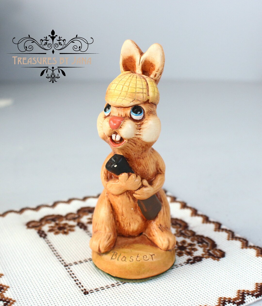 Vintage Rabbit blaster Woodlander Stoneware, Hand Painted, Made in ...
