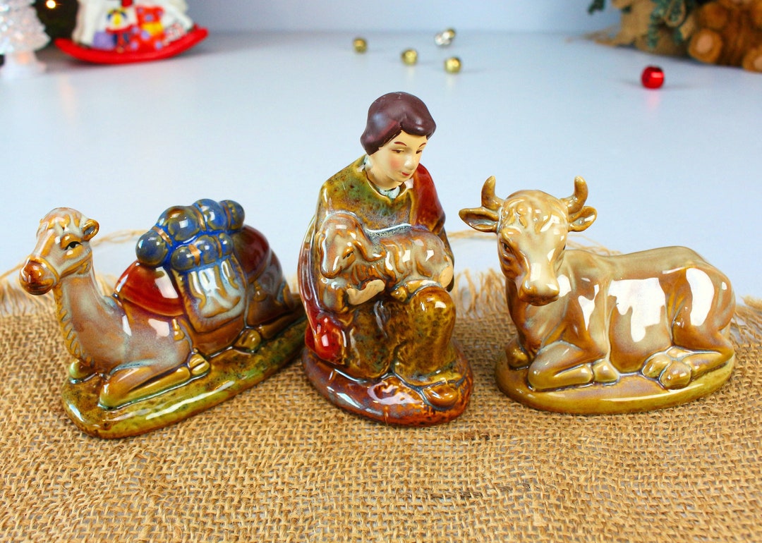AVON Nativity Figurines: Shepherd Boy, Cow, Camel - Replacement Pieces ...