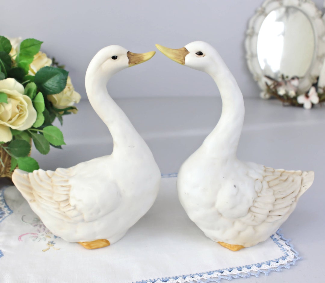 Vintage Ducks, Pair off White Ceramic Birds, Cream Duck Figurines ...
