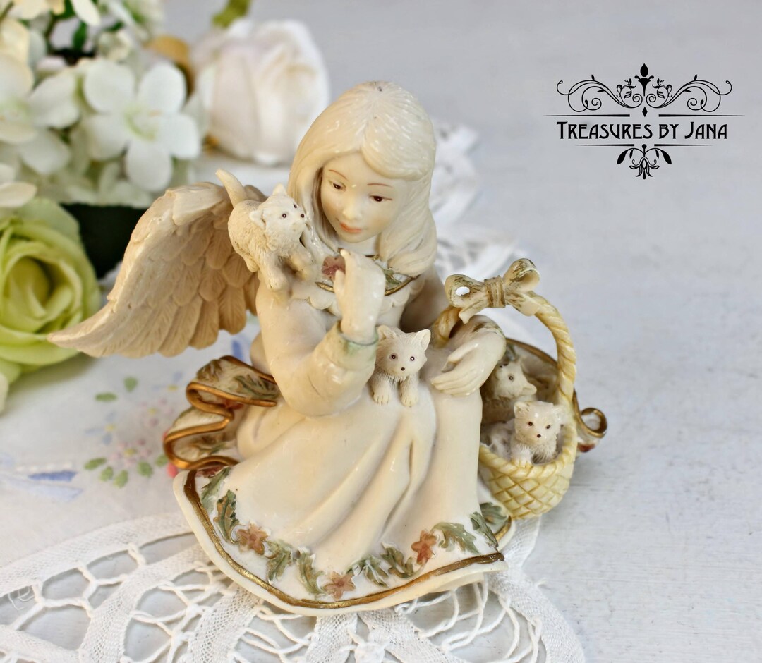 Sarah's Angels® Figurine, Angel With 4 Kittens, Resin, Collectible ...