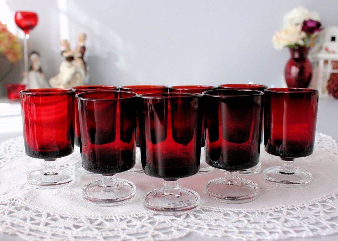Ruby Red Glasses, LUMINARC 25 Red Shot Glasses, Cavalier Verrerie D ...