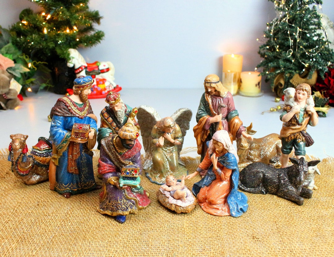 Nativity 12pc Set, Birth of Jesus Christ, Christmas, Religious, Ceramic ...