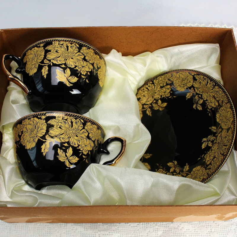 Black and Gold Tea Set - Etsy