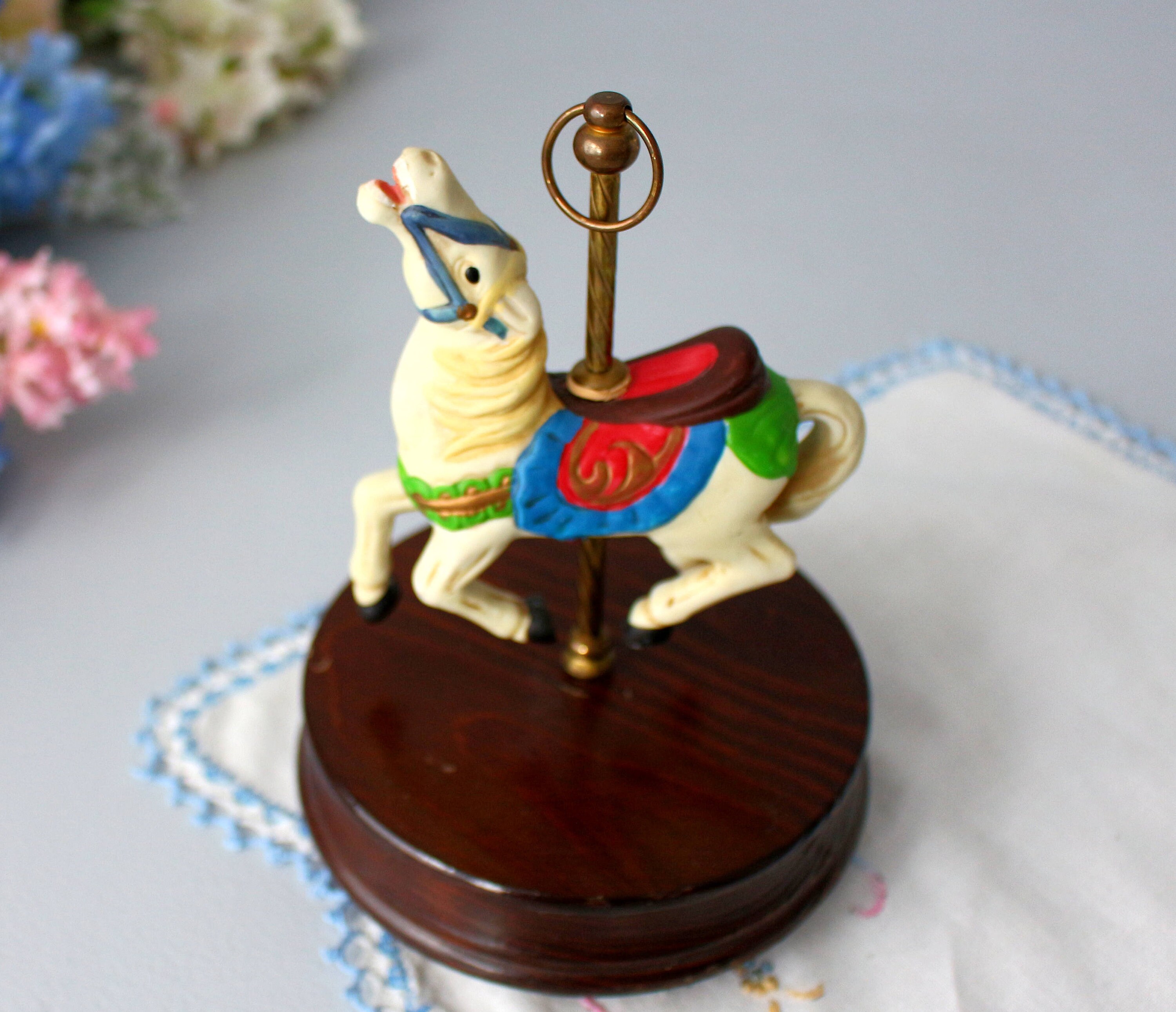 Vintage Ceramic Horse MUSIC BOX Carousel: Nursery Decor - Etsy