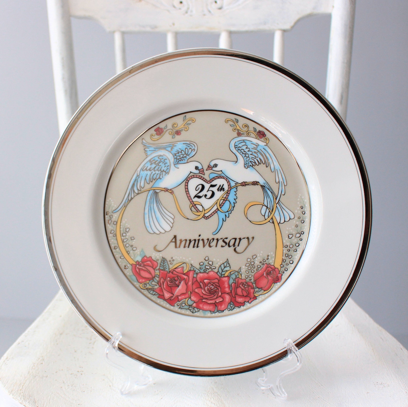 25th Anniversary Plate Large Vintage Anniversary Plateto - Etsy