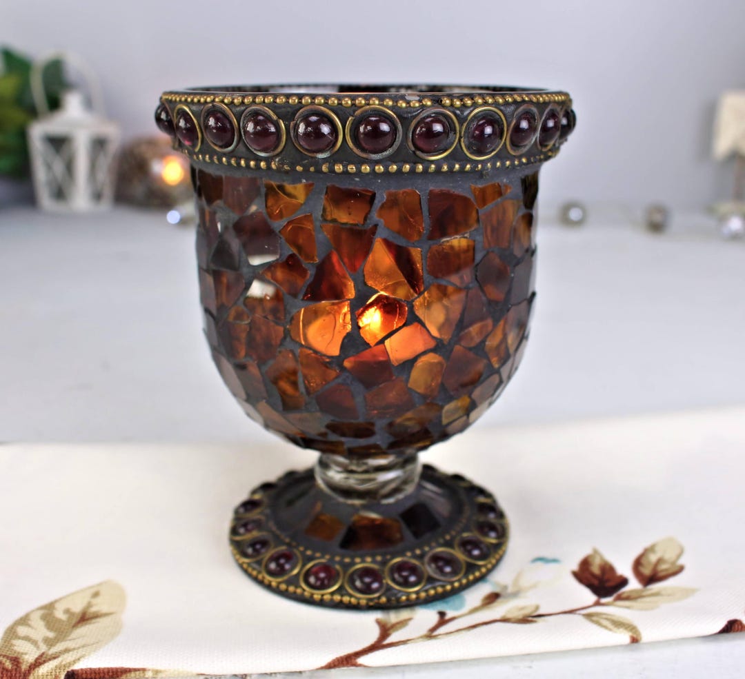 PARTYLITE Global Fusion Hurricane Mosaic Candle Holder, 5 Small Vintage ...