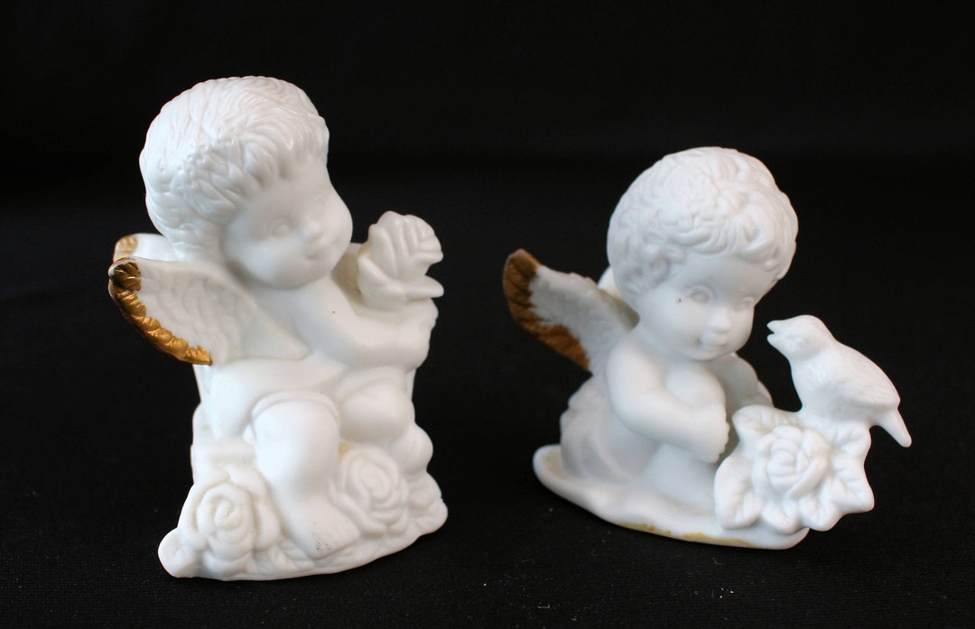 Tiny Angels, Ceramic Cherubs, Vintage Decor, Christmas, Angels Bird ...