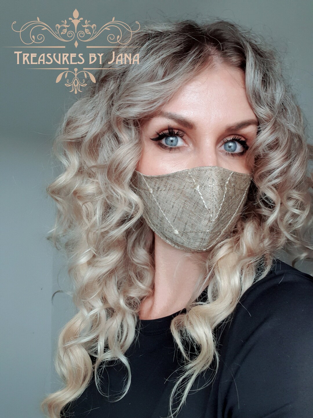 Fancy Face Mask Beige Office Mask Day Evening Mask Designer - Etsy