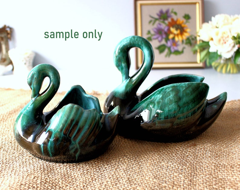 Blue Mountain Pottery Swan Big Swan Figurine Green Ceramic - Etsy