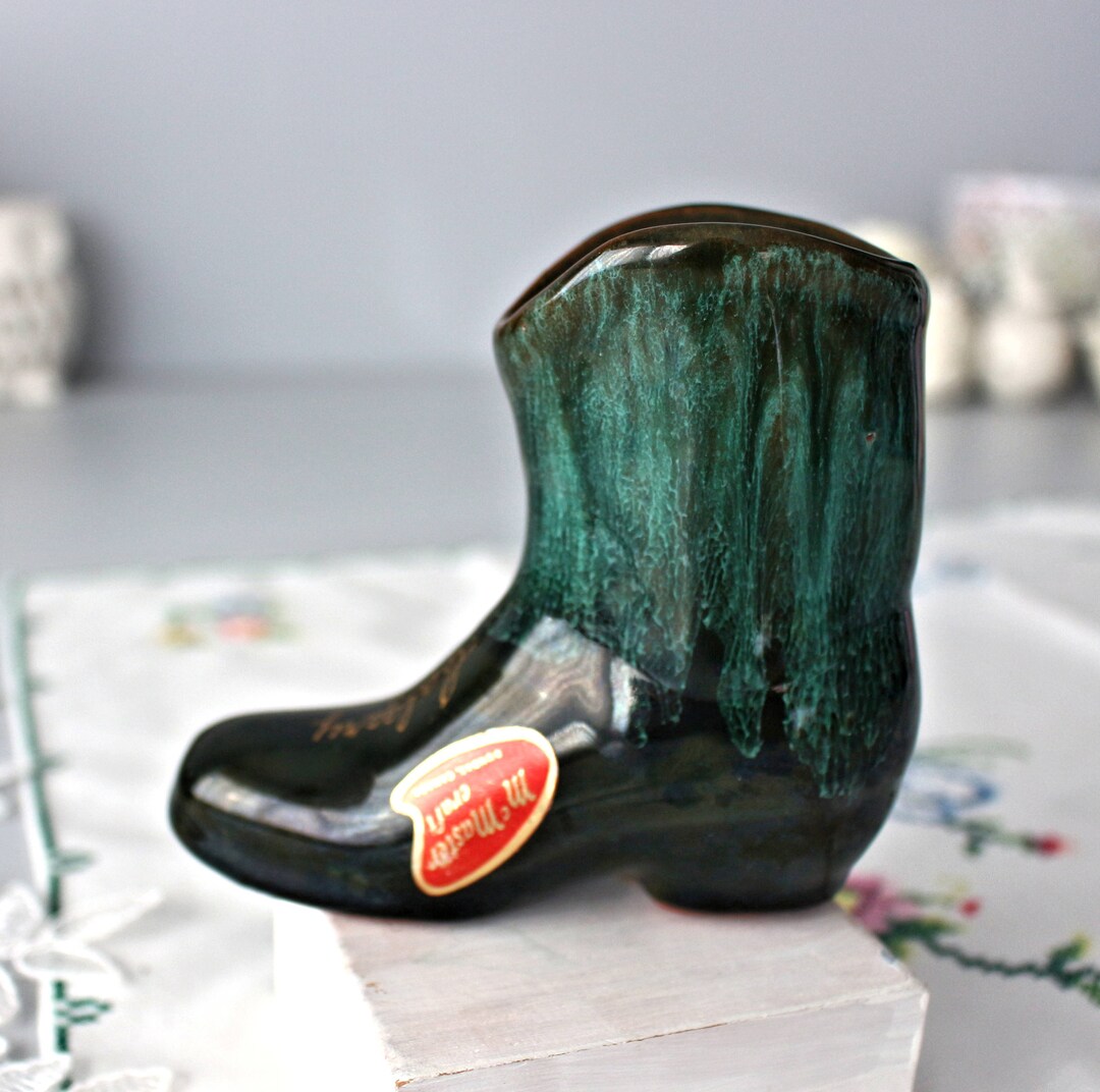 Blue Pottery Cowboy Boot, Western Horse Rider Boot, Mcmaster Green Blue ...