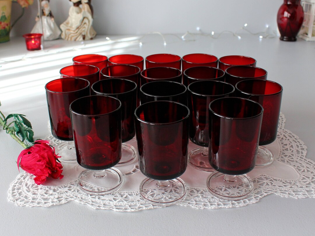 Ruby Red Glasses, LUMINARC Red Wine Glasses, Cavalier Verrerie D'arques ...