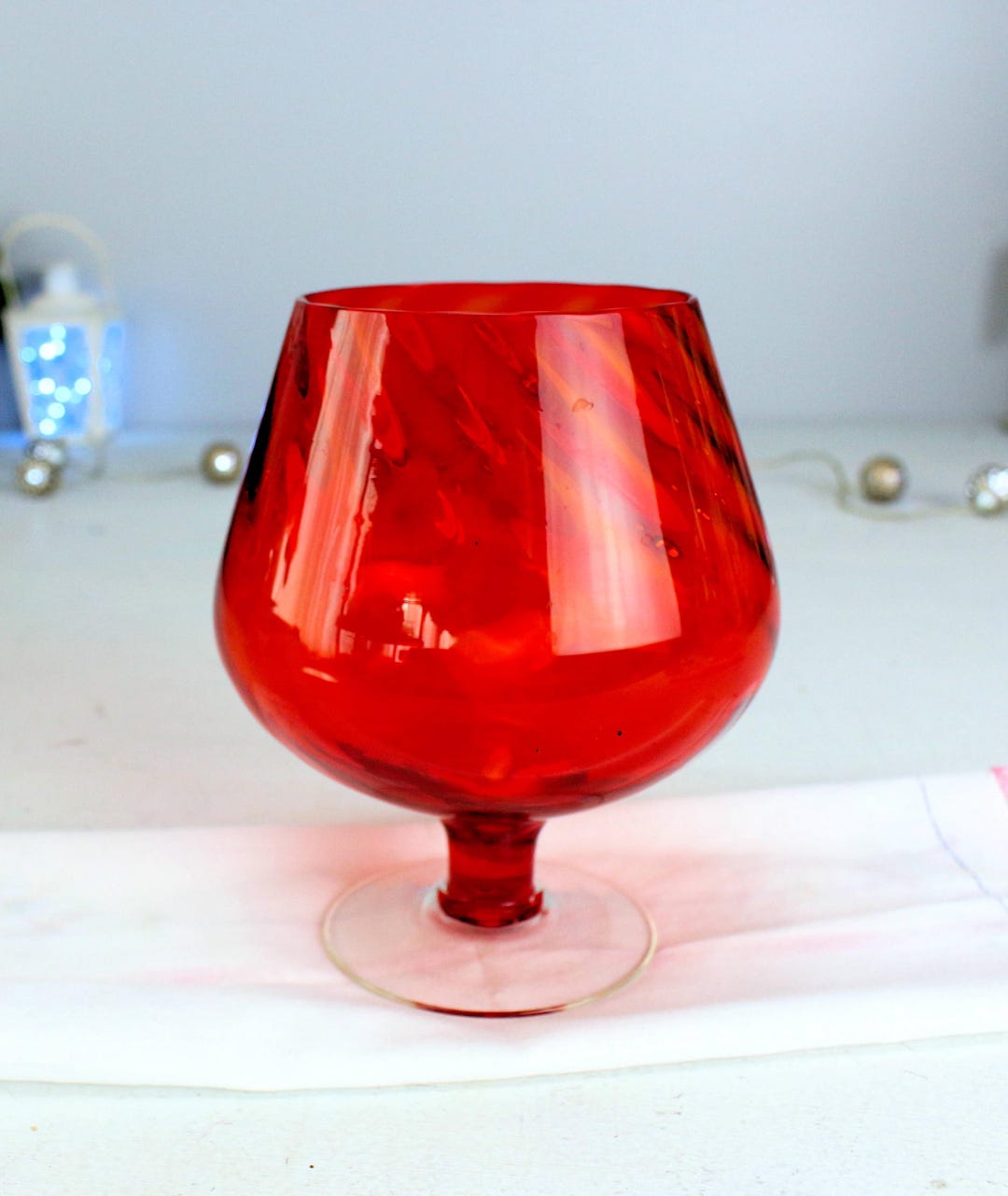 Ruby Red EMPOLI Glass: Vintage Optic Balloon Brandy Snifter, Candle ...