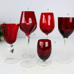RUBY RED CRYSTAL Glasses, Mix Set of 6, Stunning Dark Red Vintage ...