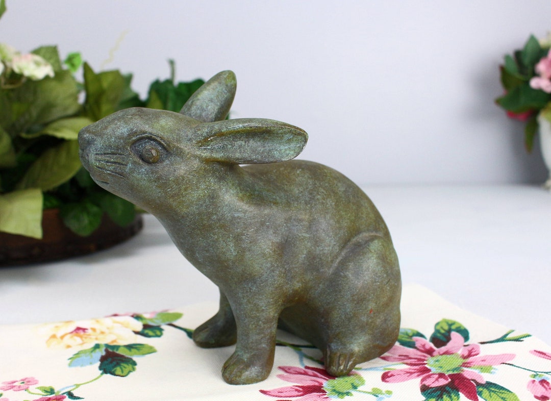 Vintage Rabbit Figurine, Garden Rabbit, Hand Painted, Easter Décor ...