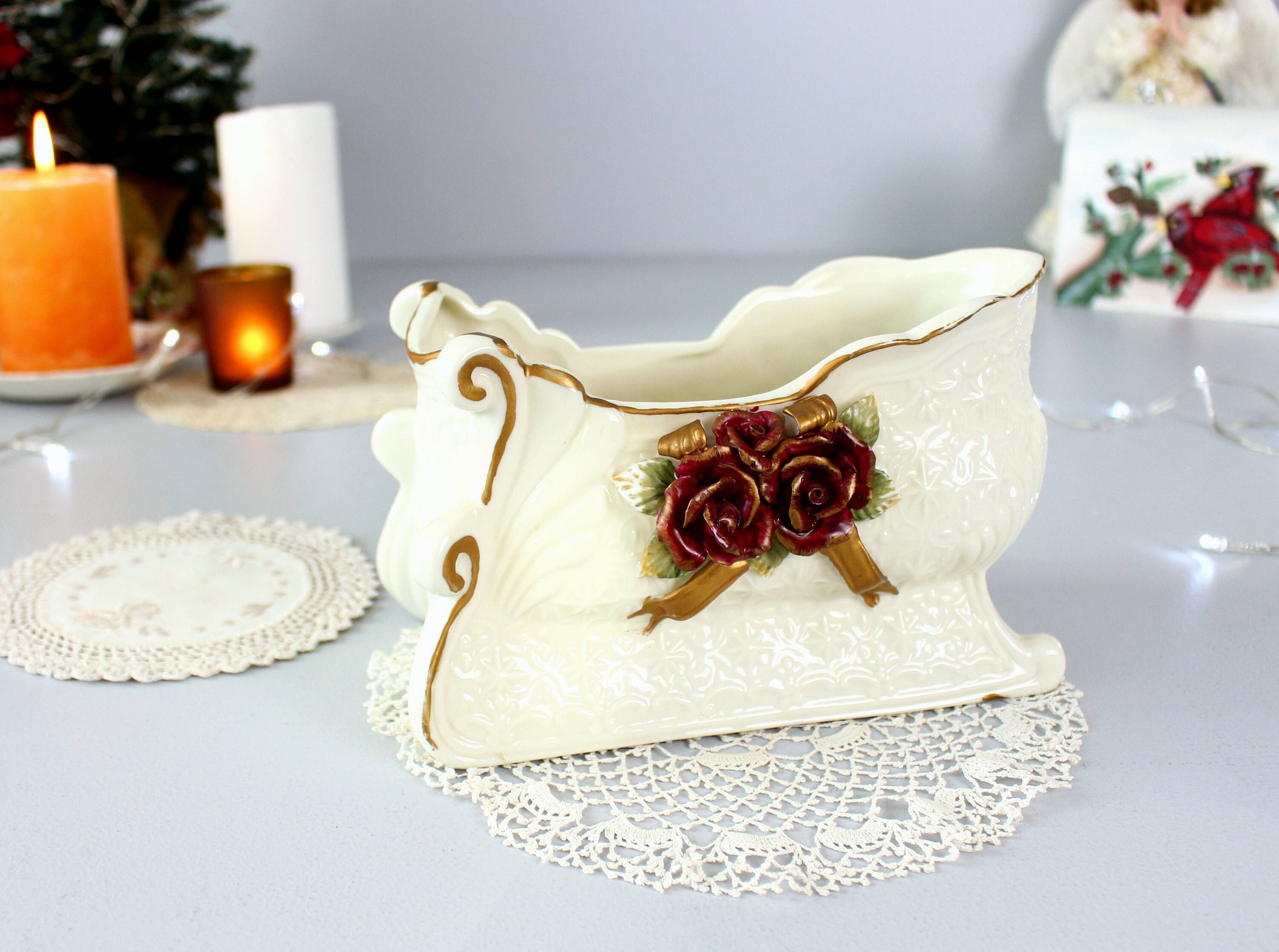 Vintage Sleigh Porcelain Embossed Lenox Style Ivory Porcelain - Etsy