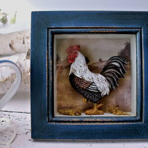 Vintage Roosters Deep Box Frame, Small 3D Display Pictures, Kitchen ...