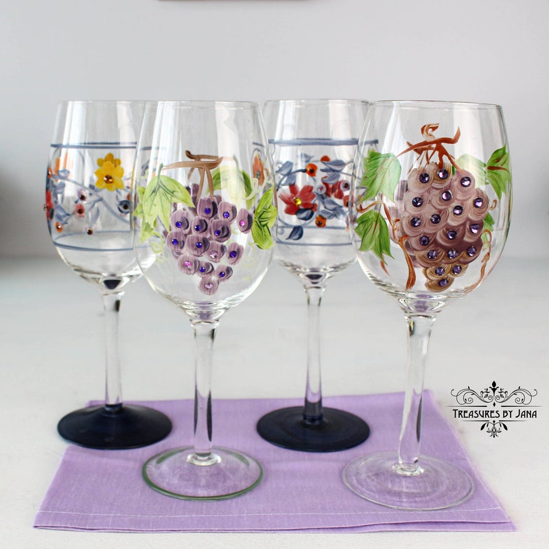 Hand Painted Wine Glasses - Etsy