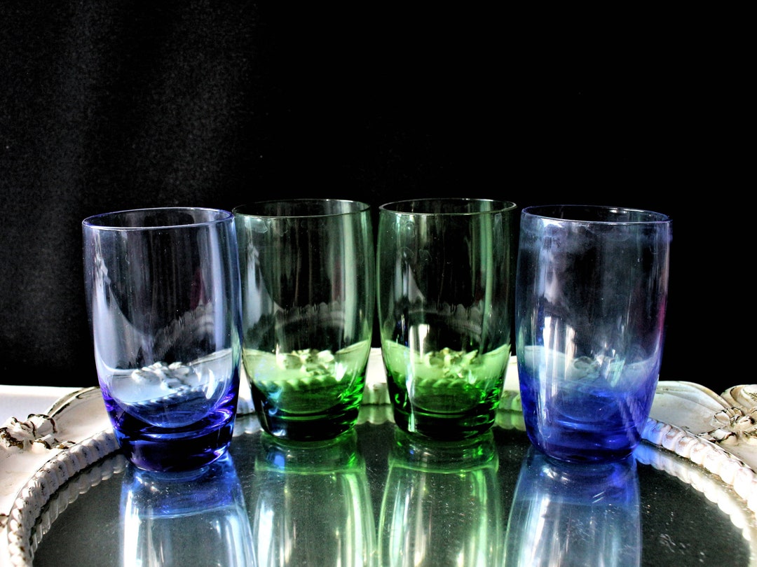 Vintage Blue Green Shot Glasses, Retro Drinkware Set of 4 - Etsy