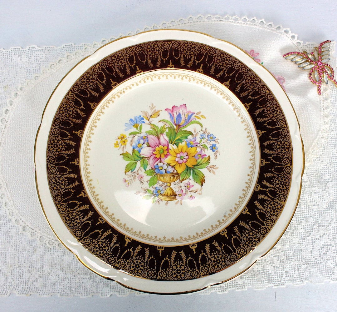 CROWN POTTERY Antique Plate, Large 11” Cabinet Plate, Trade Mann Tams ...