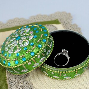 Proposal Box, Wedding Ring Bearer Box, Round Bright Green and ...