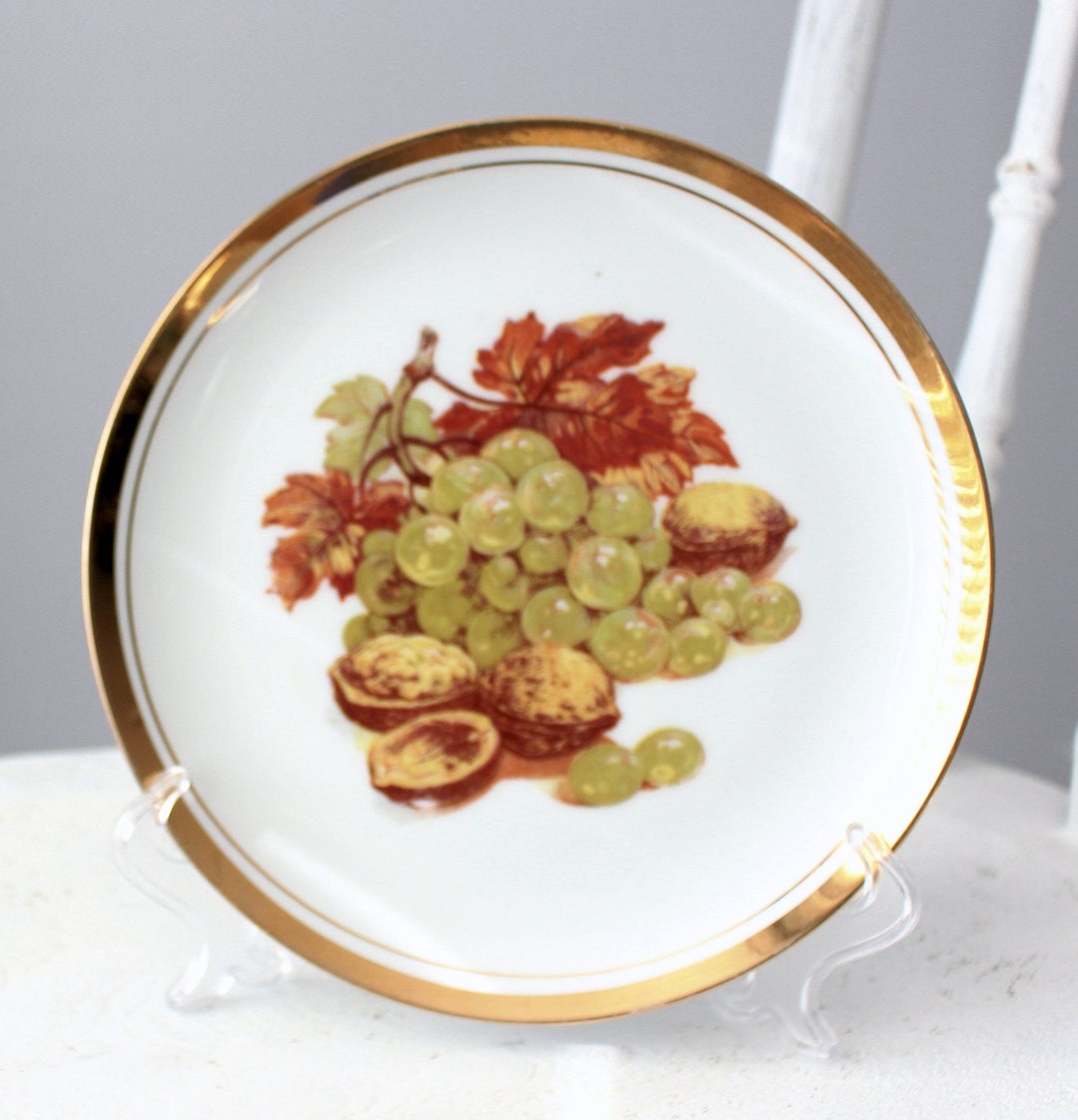 Antique Plates, 4 Porcelain Dessert Plates, Cake Plates, Apples Pears ...