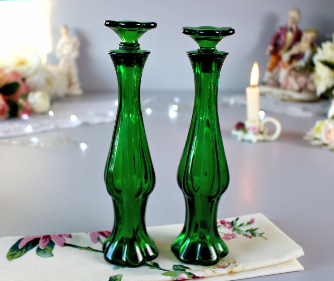 AVON Emerald Bottles, Cologne Perfume Bottles, Vintagetall Green ...