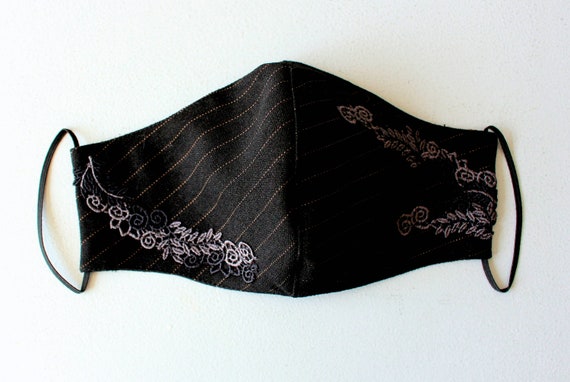 Office Face Mask Black Fabric Grey Lace Man Woman Street | Etsy