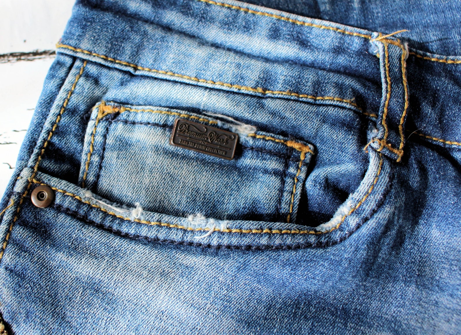 Blue Jeans Jeans & Gold Trim Gold Lace Trim Steetwear - Etsy