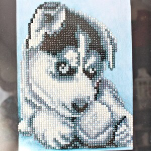 Diamond Painting, Finished Husky Puppy Small Wall Framed Art Deco ...