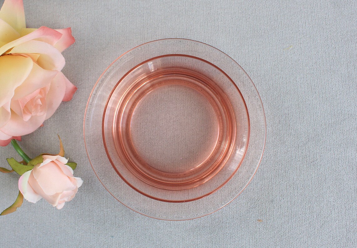 Pink Glass Bowl Candy Dish Dessert Bowl Blush Pinkwedding - Etsy