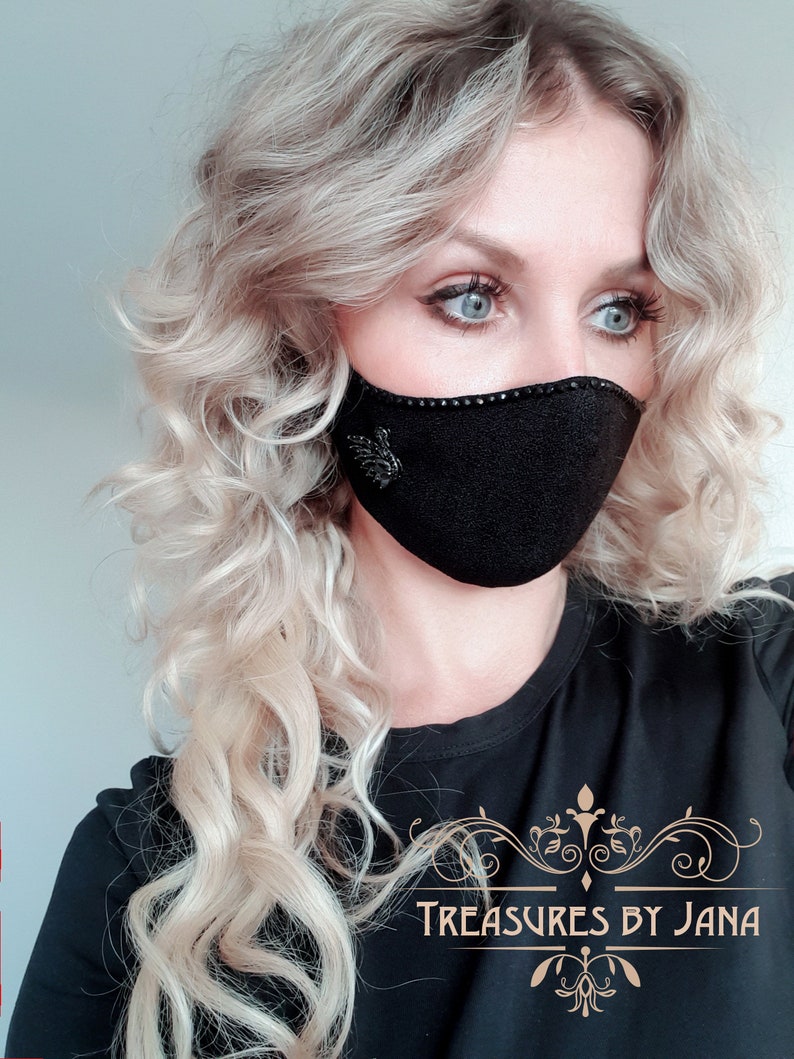 Fancy Face Mask Washable Black White Lace Mask Red Rose | Etsy