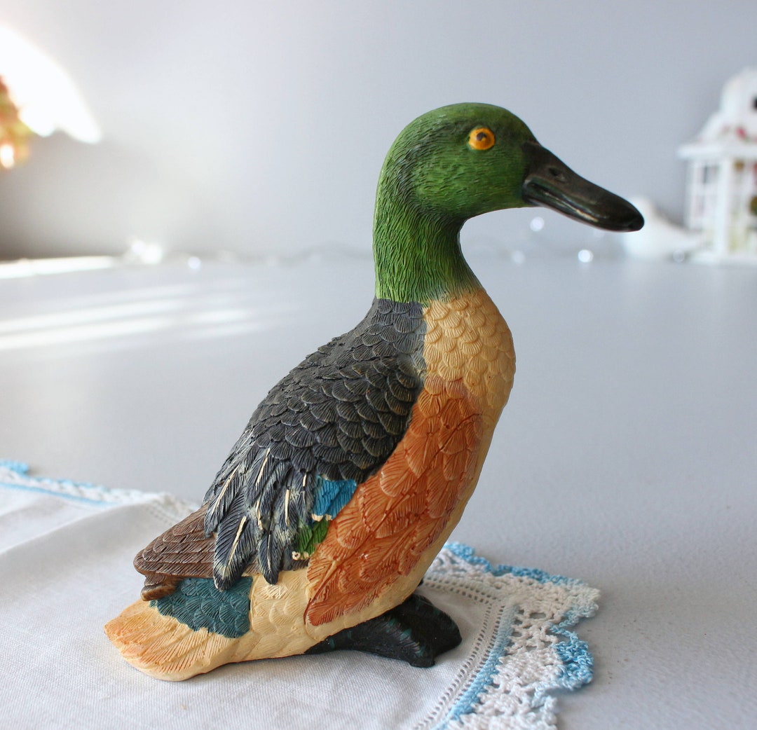 NORTHERN SHOVELER Duck, Resin Male Duck Figurine, Small Table Decoy ...
