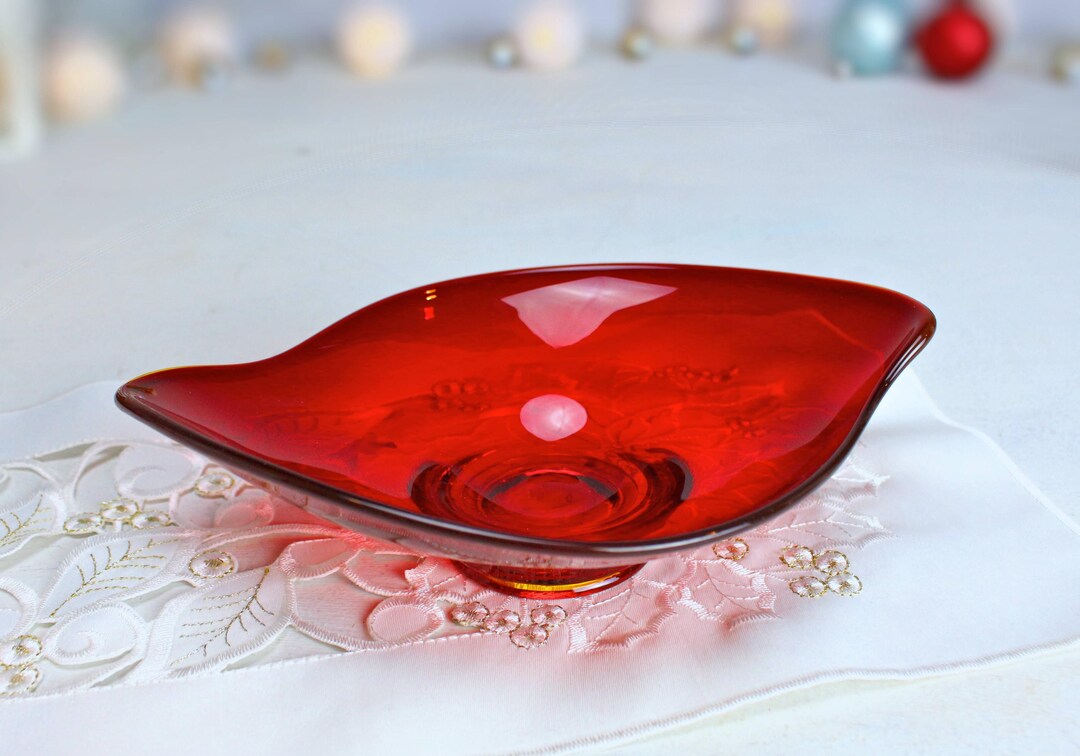 Viking Ruby Red Epic Line Atomic Candy Dish MCM Art Glass , USA 1960s ...