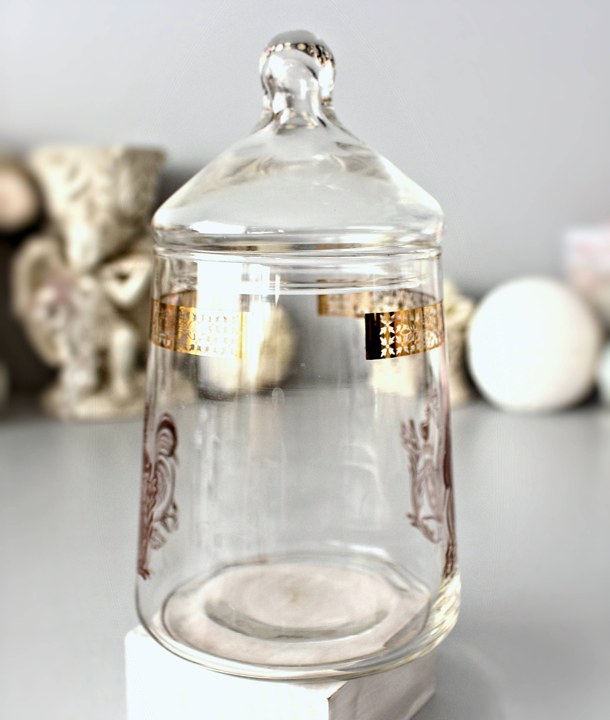 Jar with Roosters Sugar Glass Jar Vintage Sugar Container | Etsy