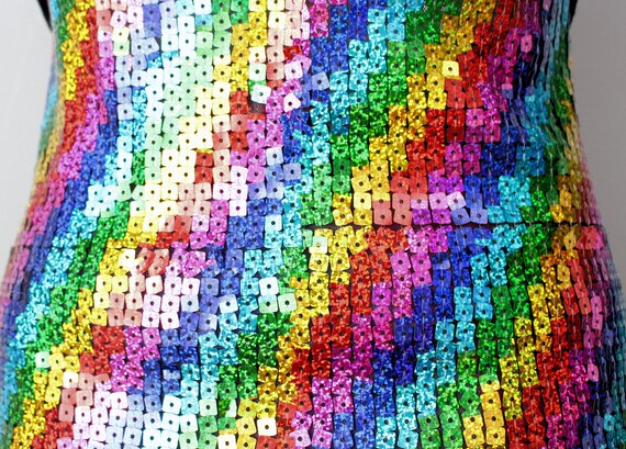 Black and Rainbow Top, Burning Man Fashion, Sequin Sl… - Gem