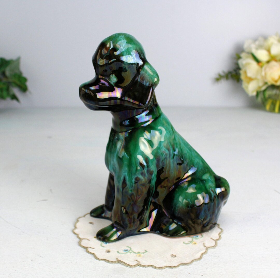 BLUE MOUNTAIN POTTERY Poodle Dog Figure, Spaniel Dog Statue, Vintage ...