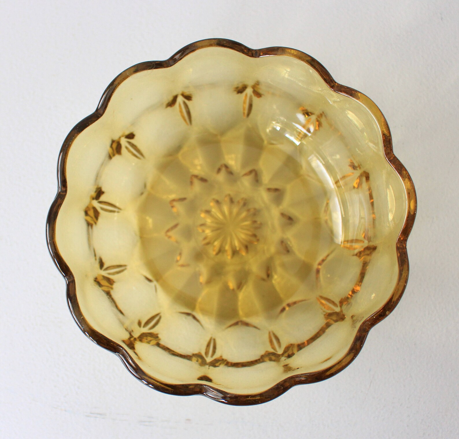 Vintage Amber Glass Bowl, ANCHOR HOCKING Fairfield Pattern Small Dish ...