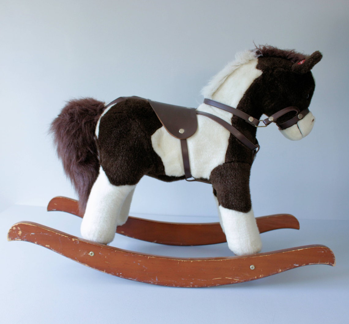 Vintage Rocking Horse Largemake Sounds Brown & White Soft - Etsy