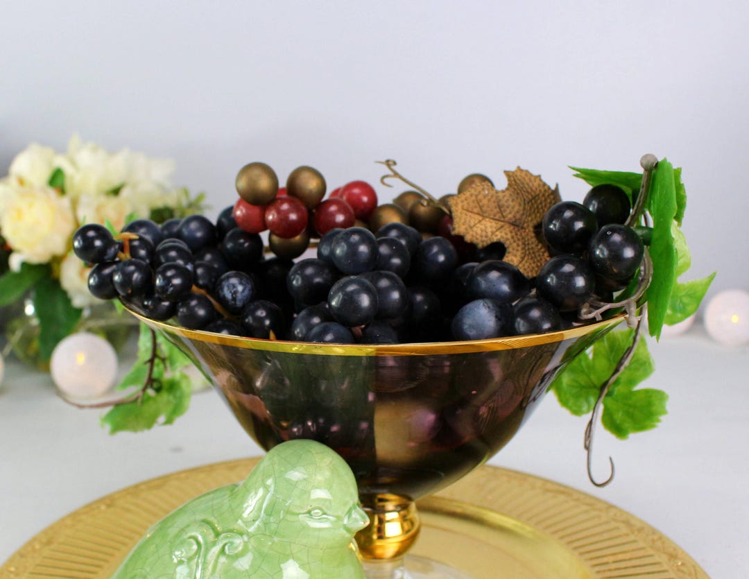 Vintage Navy & Gold Rubber Grapes: Holiday Centerpiece Decor, Set of 5 ...