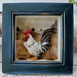 Vintage Roosters Deep Box Frame, Small 3D Display Pictures, Kitchen ...