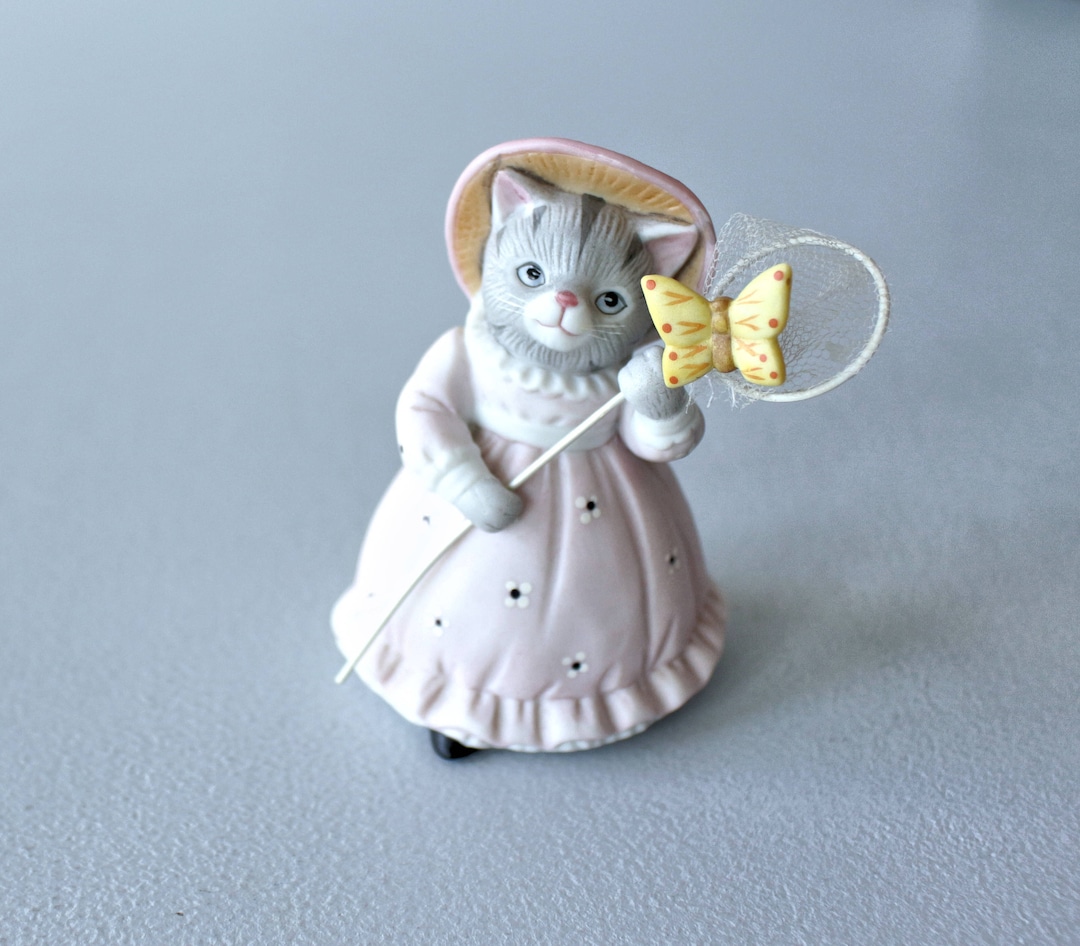 KITTY CUCUMBER Vintage Priscilla Figurine, Butterfly in Net, Small ...